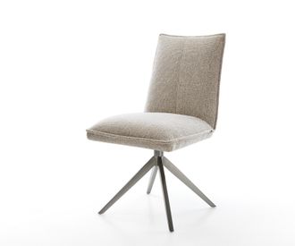 DELIFE Drehstuhl Lelio-Flex Webstoff Soft Beige Kreuzgestell breit Graphit 360&deg; drehbar Wippfunktion Taschenfederkern, Esszimmerst&uuml;hle