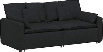 vidaXL Modulares Sofa mit Kissen Schwarz - Vidaxl