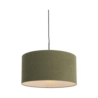 QAZQA H&auml;ngelampe schwarz mit gr&uuml;nem Schirm 50 cm - Combi 1