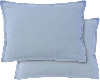 Matt & Rose Lot de 2 Taies doreiller 50x70 cm Uni Passion Lin | 100% Lin Lav&eacute; | Oeko-TEX Standard 100 | Bleu Orage