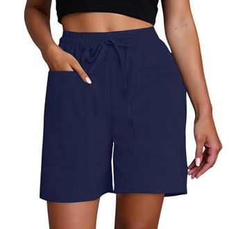 Generic Short De Randonn&eacute;e L&eacute;ger avec Poches Femme en Lin VTT Golf Vetements Oversize Maternit&eacute; Push 44 Couture Sweat Pantacourt Destroy Rayure Marque Am&eacute;rica