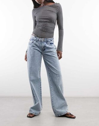 Daisy Street Boyfriend-Jeans in Hellblau mit niedrigem Bund