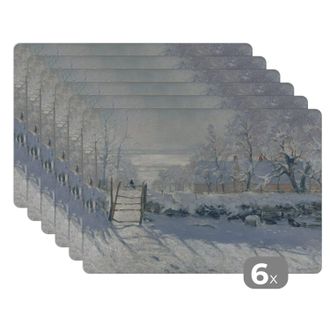 MuchoWow Placemats Platzdeckchen Platzset Tischset 6-teilig Tischdeko Untersetzer 45x30 cm Die Elster - Gem&auml;lde von Claude Monet
