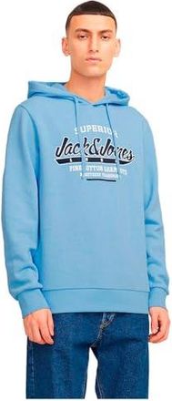 Jack & Jones Jack&Jones JJELOGO Sweat &agrave; Capuche 2 COL 24/25 Noos, Chambray Blue/Detail:Melange, S