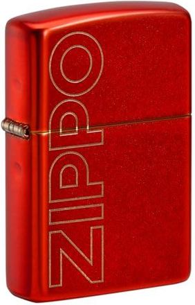 Zippo Sturmfeuerzeug - Vertical Logo, Metallic Red, Laser Engrave - Nachfüllbar - Wiederverwendbar - Windfestes Design - Geschenkbox - Made in USA
