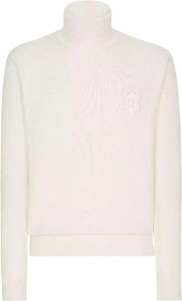 Dolce & Gabbana Homme, Pulls, Blanc, Taille: L Pull Col Roul&eacute; en Laine