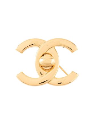 Chanel broche à logo - Or