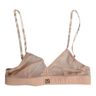 Dolce & Gabbana Femme, Sous-v&ecirc;tements, Rose, Taille: 36 FR Soutien-gorge en Nylon Rose Poudr&eacute; avec Logo DG