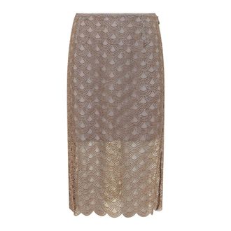 Rotate Rotate Birger Christensen, Femme, Jupes, Gris, Taille: 34 FR Scallop Sequin Midi Skirt