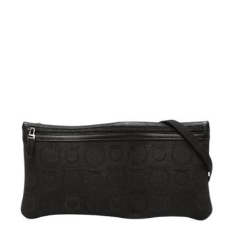 Ferragamo Pre-owned Gancini Canvas Leather Shoulder Bag - - Pre-owned - Damen - Schwarzk - ONE SIZE