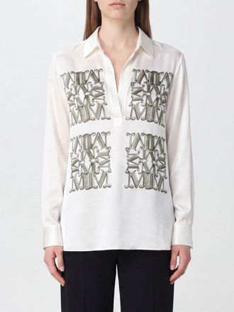 Max Mara Chemise en soie &agrave; imprim&eacute; monogramme avec col classique