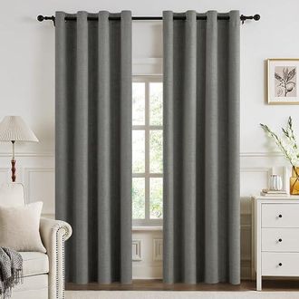 Miulee Rideaux Opaques Rideaux isolants Thermiques avec Oeillets Rideaux en Lin 100% Opaques Rideaux occultants de Protection Contre Le Froid pour Le Salon L