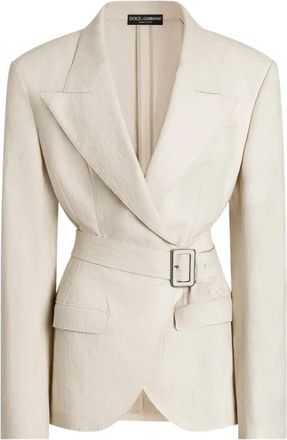 Dolce & Gabbana Femme, Vestes, Beige, Taille: 38 FR Notched Lapel Jacket