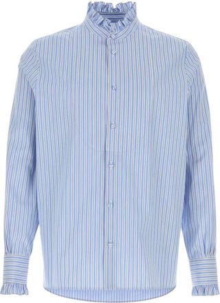 Valentino Garavani Homme, Chemises, Multicolore, Taille: XL Chemise en coton ray&eacute; avec volants