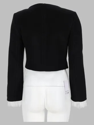 Self Portrait Padded Wool Blend Jacket - Black