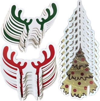 BESPORTBLE 60st&uuml;cke Weinglasdekor Weihnachtsglasetiketten Weihnachtsglasanh&auml;nger aus Weihnachtsfeierzubeh&ouml;r Geweih Weihnachtsbaum