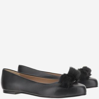 Ferragamo Womens Ballet Flats Leather Black Ballerina Shoes