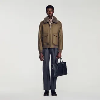 Sandro Briefcase en cuir tress&eacute;