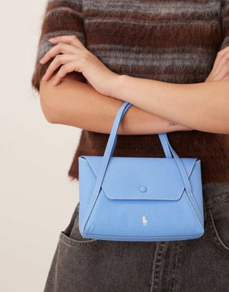Polo Ralph Lauren Mini sac enveloppe en cuir - Bleu clair