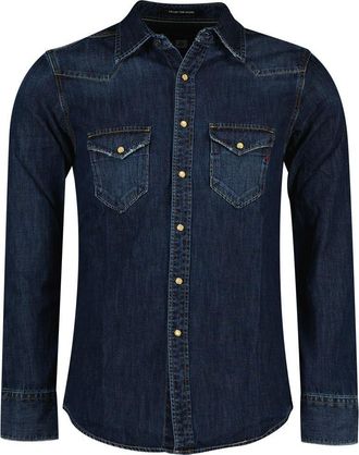 Replay Herren Jeanshemd Langarm aus Baumwolle, Dark Blue 007 (Blau), XS