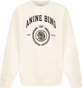 Anine Bing Femme, Sweatshirts et sweats &agrave; capuche, Beige, Taille: 38 FR Logo Print SweaT-shirt