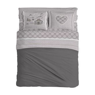 Pensieri delicati Bettwäsche-Set für Doppelbett, Flanell, 100% Baumwolle, warm und weich, für Doppelbett 180 x 200 cm, inklusive Spannbettlaken, Bettbezug und 2 Kissenb