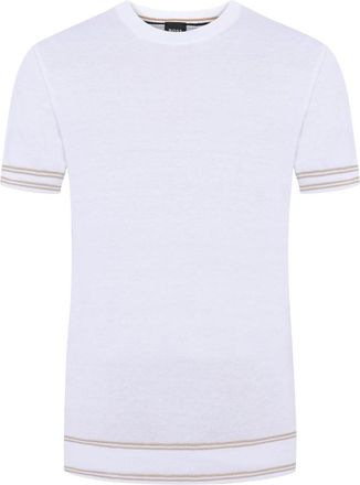 HUGO BOSS Gestricktes T-Shirt aus einem Leinenmischgewebe in