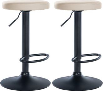 Clp Lot de 2 tabourets de bar Ponte en similicuir Cr&egrave;me M&eacute;tal noir mat