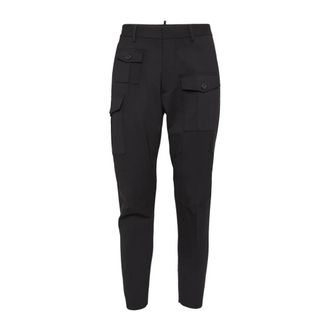 Dsquared2 Schwarze Cargo-Hose mit Logo-Plakette - - Trousers - Herren - Schwarzk - 2XL