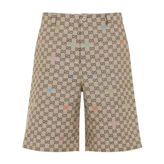 Gucci Kurze Baumwollhose mit Signature GG-Logo - - Shorts - Herren - Braun - L
