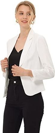 Allegra K Blazer Femme Imprimé Fleuri Veste de Costume daffaires Décontracté à Revers Cranté Coupe Cintré Blazer de Bureau Floral Blanc Solide M