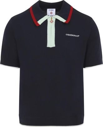 Casablanca Homme, Tops, Bleu, Taille: M Knitted Track Polo