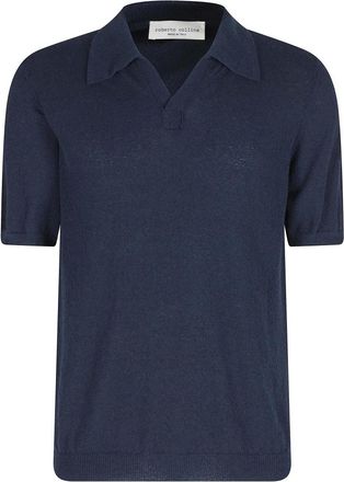 Roberto Collina Homme, Tops, Bleu, Taille: XL Polo MC No Bottoni