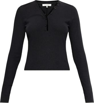 Frame Denim button ribbed top - Schwarz