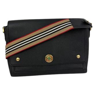 Burberry Sac bandouli&egrave;re Note en cuir de veau grain&eacute; Pre-owned - Femme - Pre-owned - Noir - Taille: ONE Size
