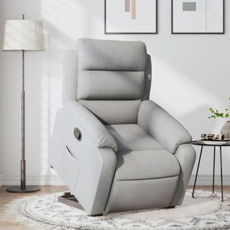 vidaXL Relaxsessel mit Aufstehhilfe Hellgrau Stoff - Vidaxl