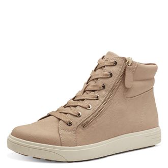 Jana Damen Sneaker hoch mit Rei&szlig;verschluss Vegan, Beige (Ivory), 38 EU