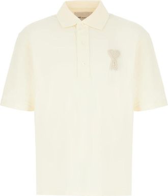 Ami Homme, Tops, Beige, Taille: 2XL De Coeur Knitted Patch Polo