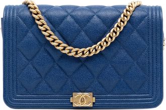 Chanel Hobo Bags - Quilted Caviar Boy Wallet on Chain - Gr. unisize - in Blau - f&uuml;r Damen