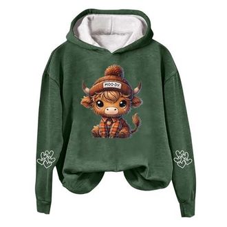 Generic Sweats &agrave; motif vache pour femmes sweatshirts pour femmes imprim&eacute; vache occidentale chemise country western sweatshirt, Vert, XXL