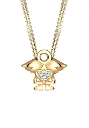 Elli Halskette Kinder Engel mit Kristalle in 925 Sterling Silber vergoldet