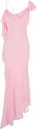 Self Portrait Femme, Robes, Rose, Taille: 34 FR Longue Robe Georgette &agrave; Volants