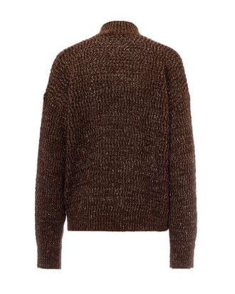 Max Mara Womens Cardigan Zip Hazelnut Knit: Cotton Cardigans Sweater