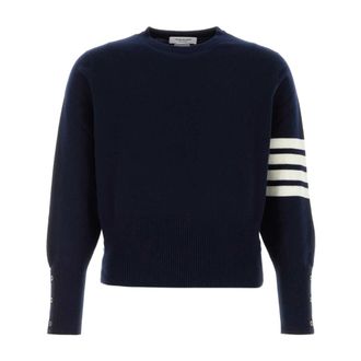 Thom Browne Navy Blue Cashmere Sweater - - Knitwear - Herren - Blau - XL