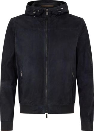 Moorer Homme, Vestes, Bleu, Taille: M Veste l&eacute;g&egrave;re zipp&eacute;e en cuir