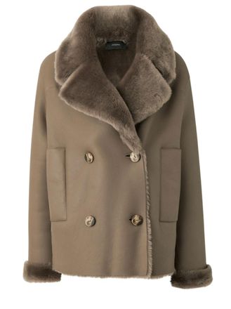 Joseph Calla Double Breasted Shearling Coat Size S