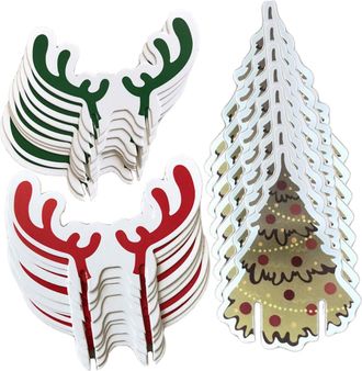 Valiclud 60 St&uuml;ck Weihnachts Weinglas Anh&auml;nger aus Papier mit Geweih und Weihnachtsbaum Weinglasdekor f&uuml;r Weihnachtsfeier Partyzubeh&ouml;r und Geschenk