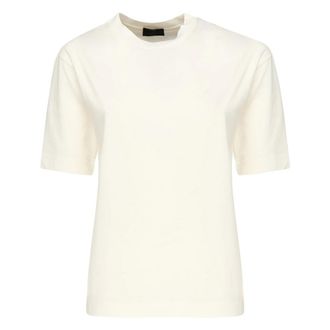 Moncler Silikon Logo Patch Baumwoll-T-Shirt - - Tops - Damen - Wei&szlig; - S