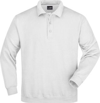 James & Nicholson Polo Sweatshirt - Klassischer Sweat mit gestricktem Polokragen | Farbe: White | Grösse: XL