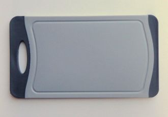 KESPER Schneidebrett Antibakteriell mit Griff, Kunststoff alugrau mit anthrazit, in 3 Größen, Servierbrett, Tranchierbrett (groß 36x25cm)